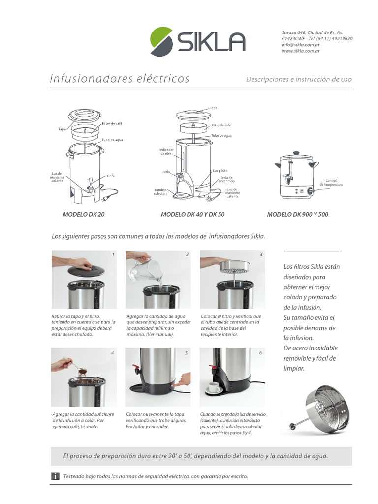 Instructivo Cafetera Sikla modelo DK 900.pdf | PDF