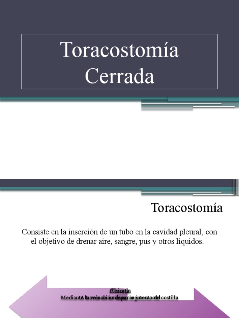 Toracostomía Cerrada: Procedimiento y Técnica | PDF