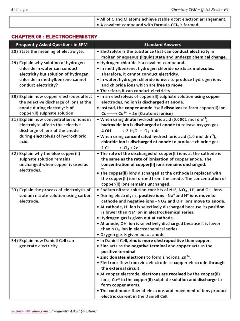 Frequently Asked Questions in SPM Standard Answers: Chemistry SPM ...