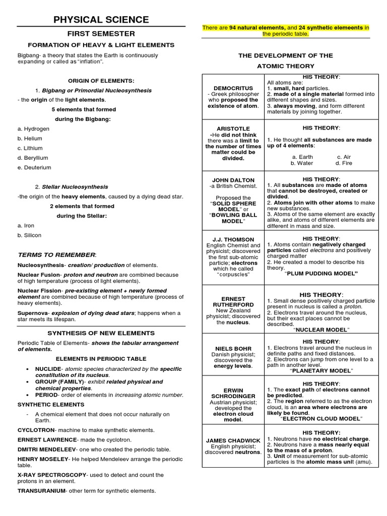 Physical Science Notes PDF | PDF