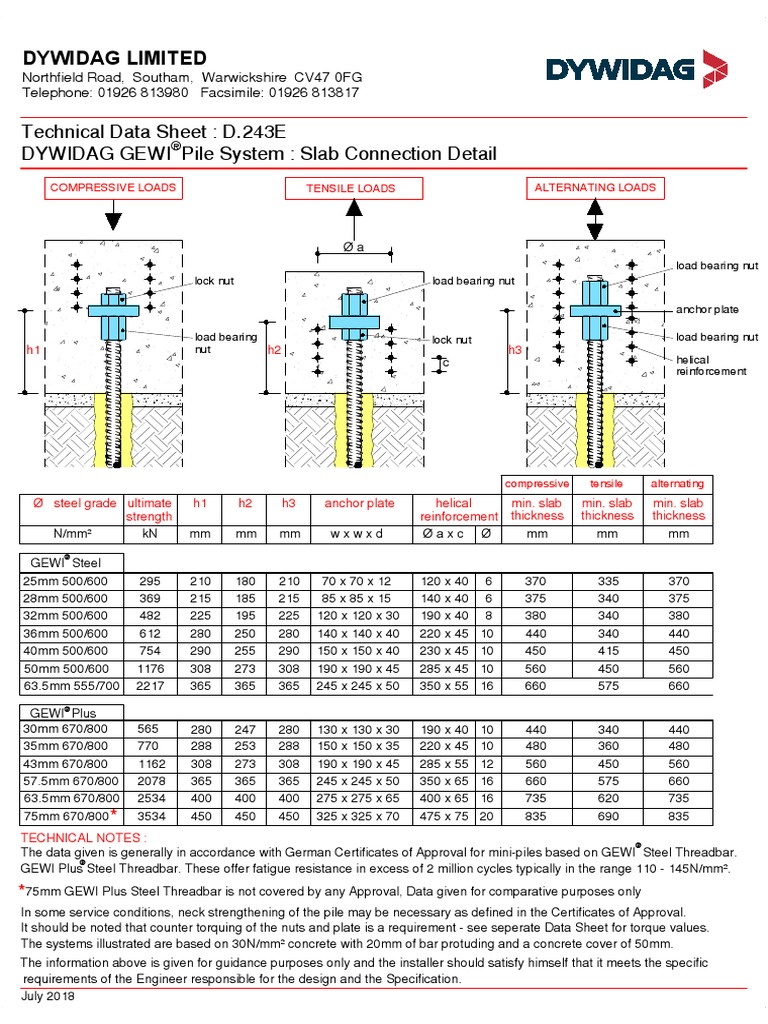 D243 GEWI Pile System - Slab Connection PDF | PDF