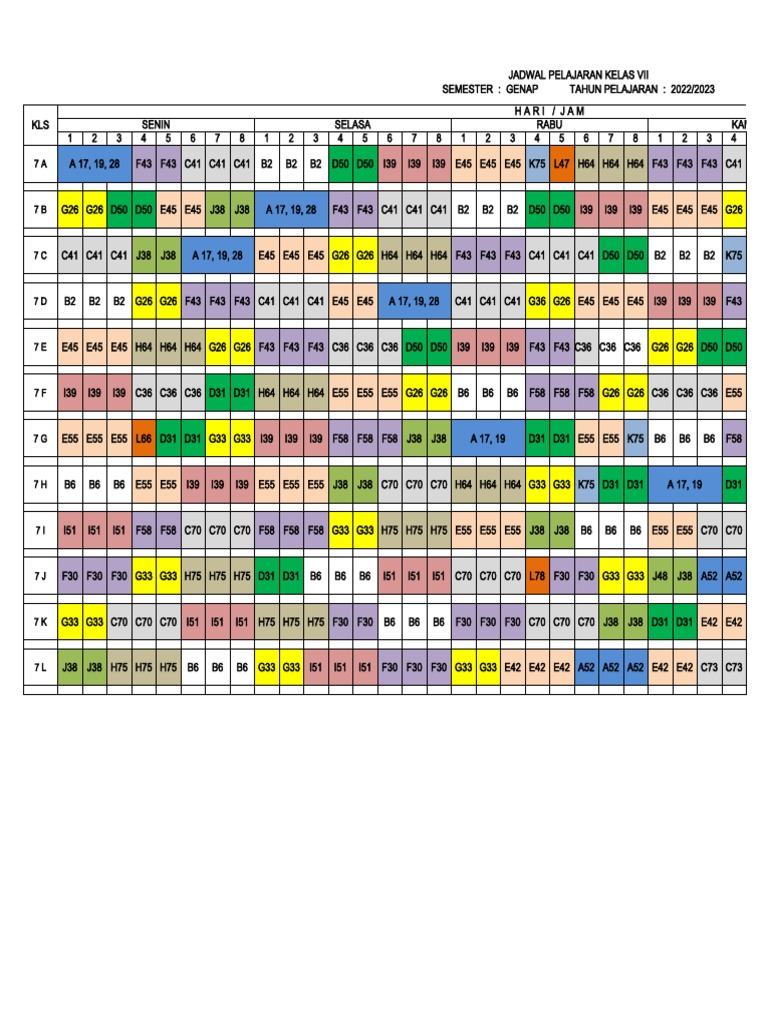 Jadwal Pelajaran Semester Genap 2022 2023 Pdf