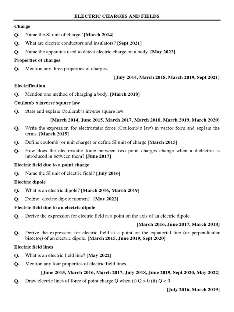 Electric Charges & Fields PDF | PDF