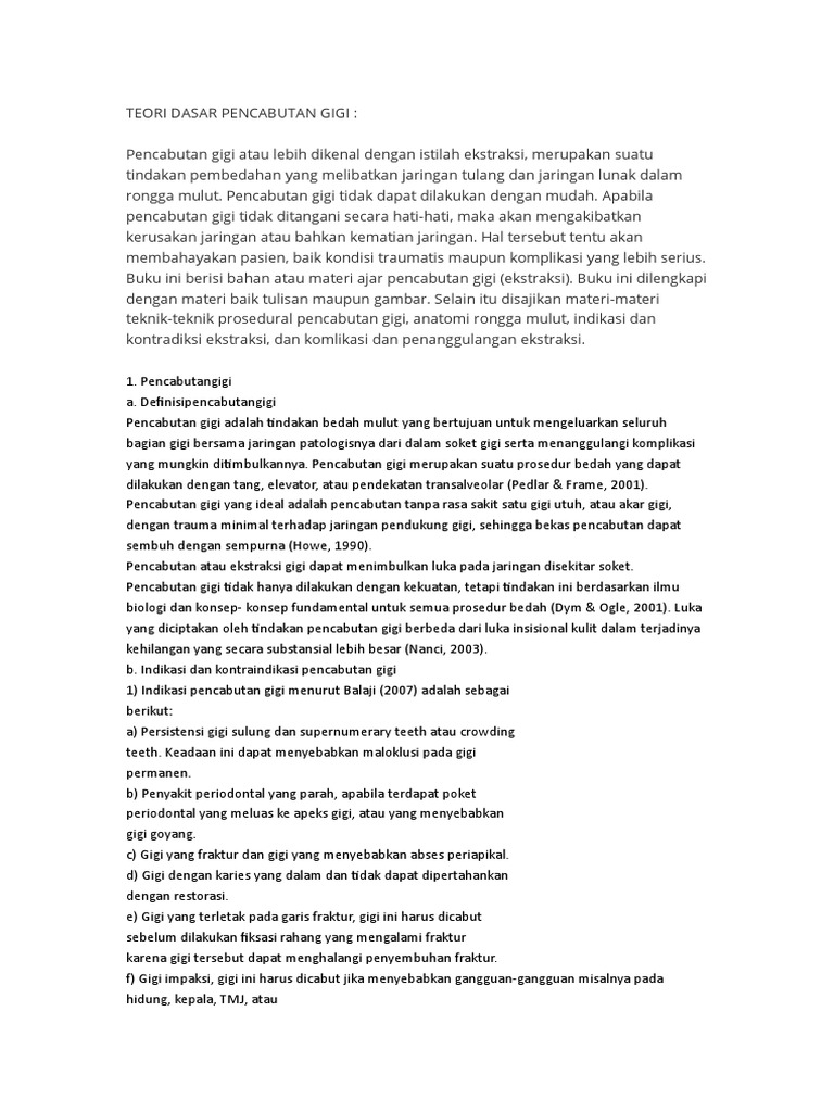 Teori Dasar Pencabutan Gigi | PDF