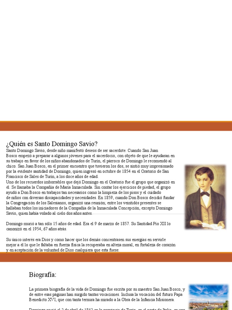Vida y legado de Santo Domingo Savio | PDF