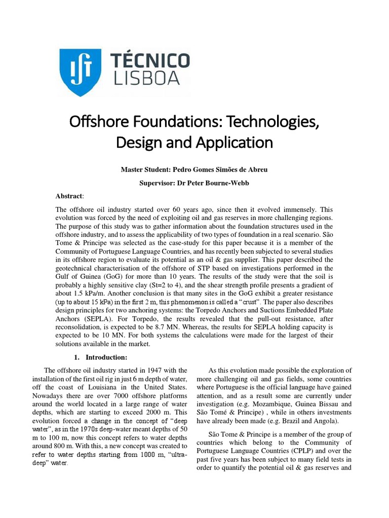 Offshore Foundations Technologies, Design and Application | PDF