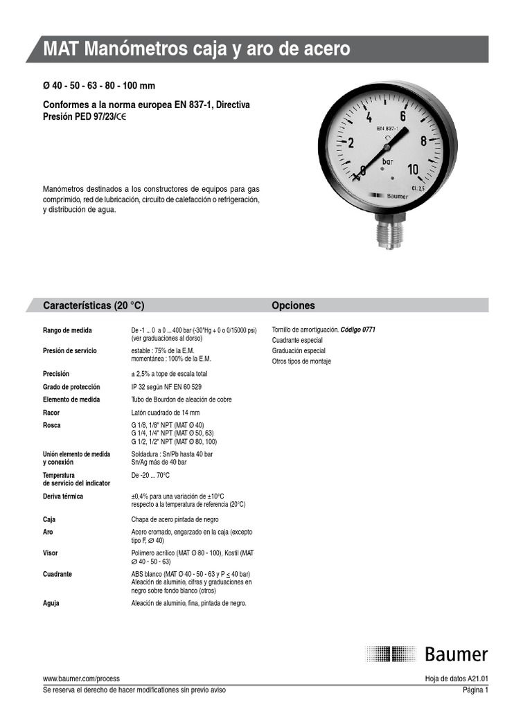 Manometro Bourdon Haenni PDF | PDF