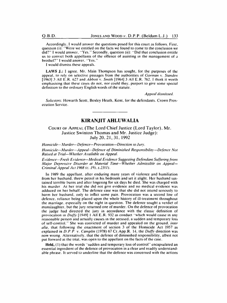 R V Kiranjit Ahluwalia PDF | PDF | Murder | Theft