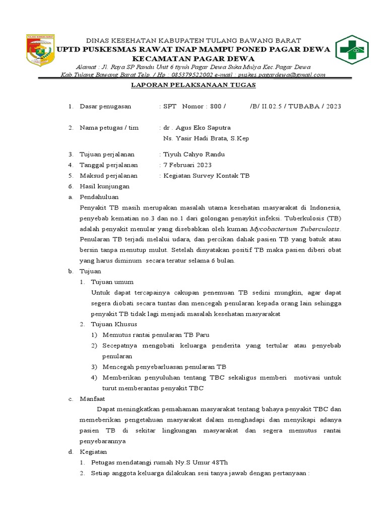 Laporan Survey Kontak TB | PDF