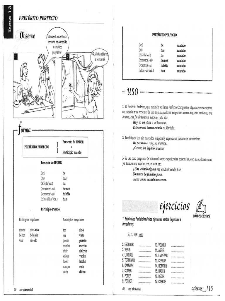 Pret. Perfecto - Ejercicios PDF | PDF