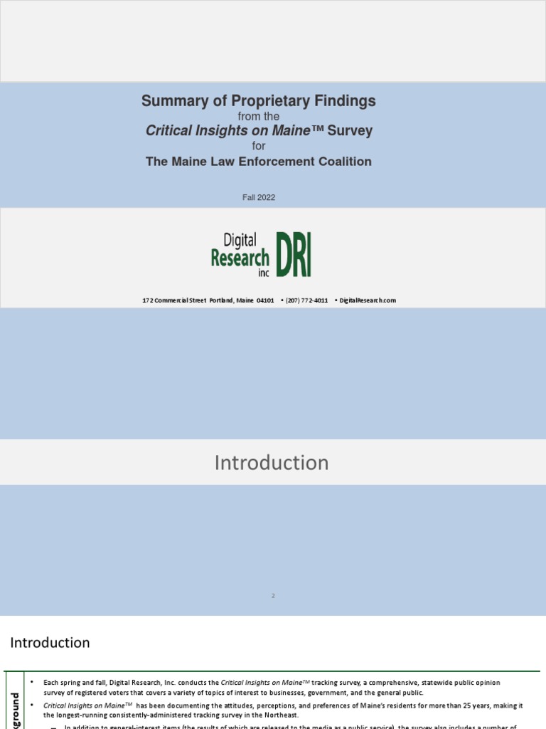 Critical Insights On Maine Survey Results | PDF