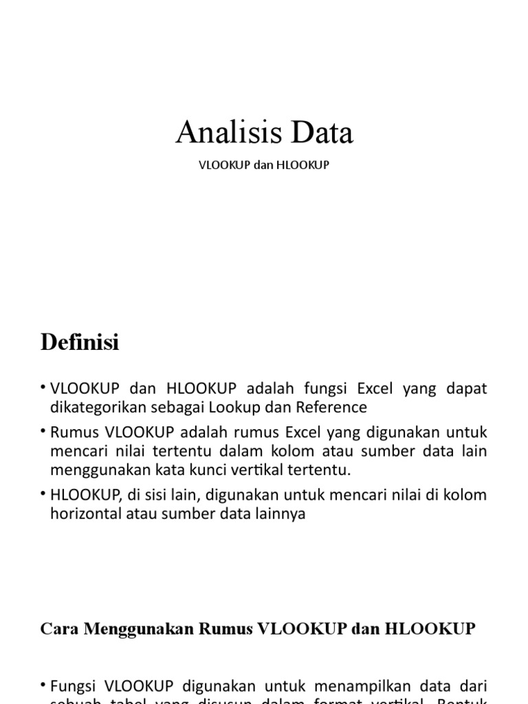 Analisis Data VLOOKUP Hlookup | PDF