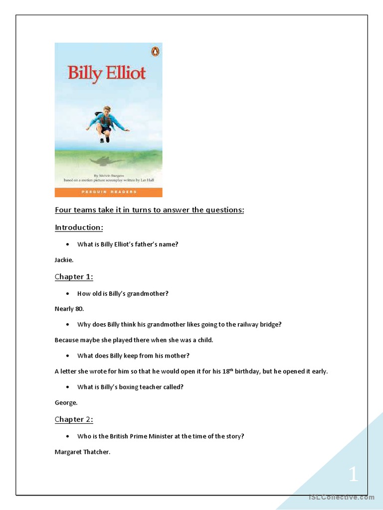 Activity On A Reader - "Billy Elliot" PDF | PDF