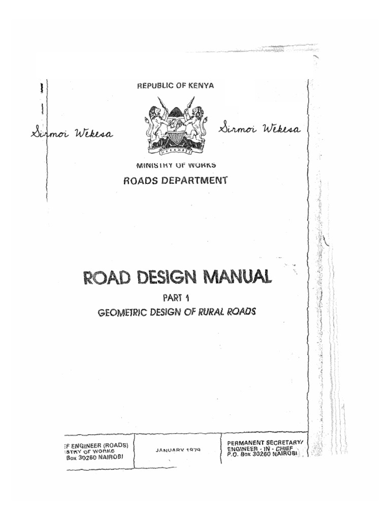 Kenya Road Design Manual Geometric Design - Part I | PDF Kenya Road Design Manual Geometric Design - Part I | PDF