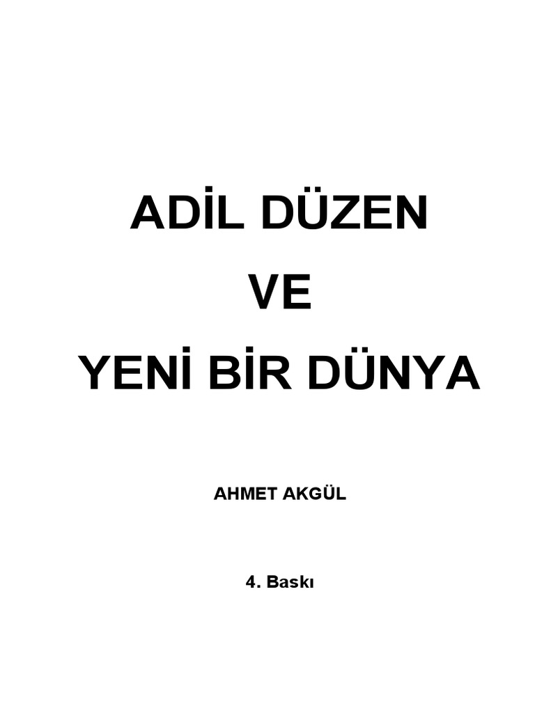 Adil Duzen Ve Yeni Bir Dunya PDF | PDF