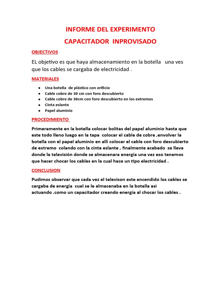 Informe Del Experimento | PDF