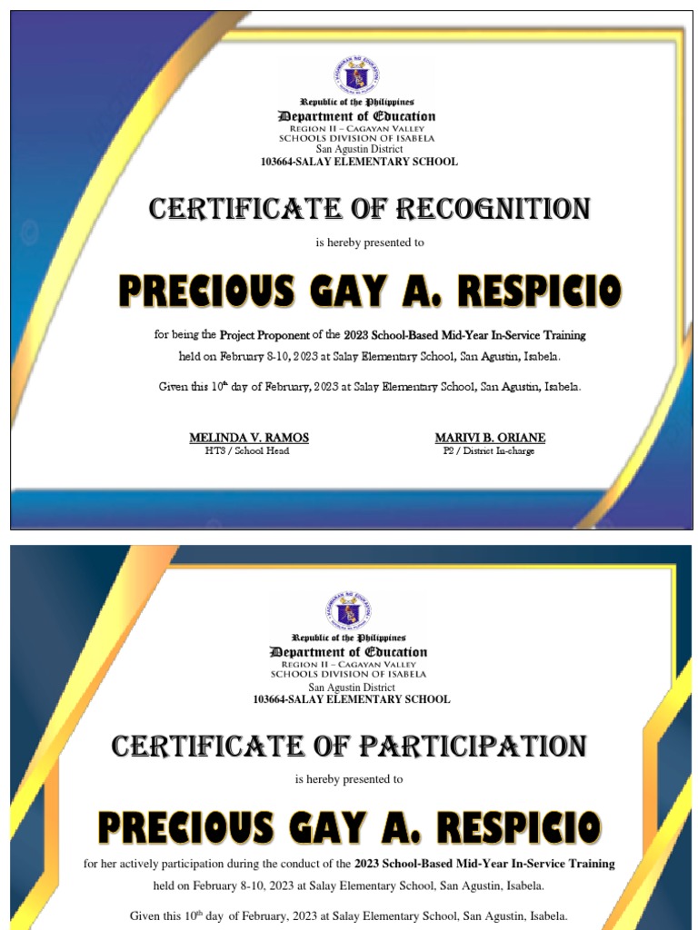 Inset Certificates | PDF