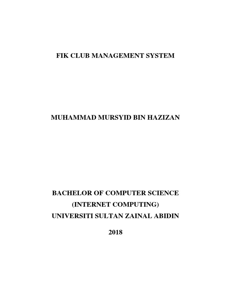 Fik Club Management System | PDF