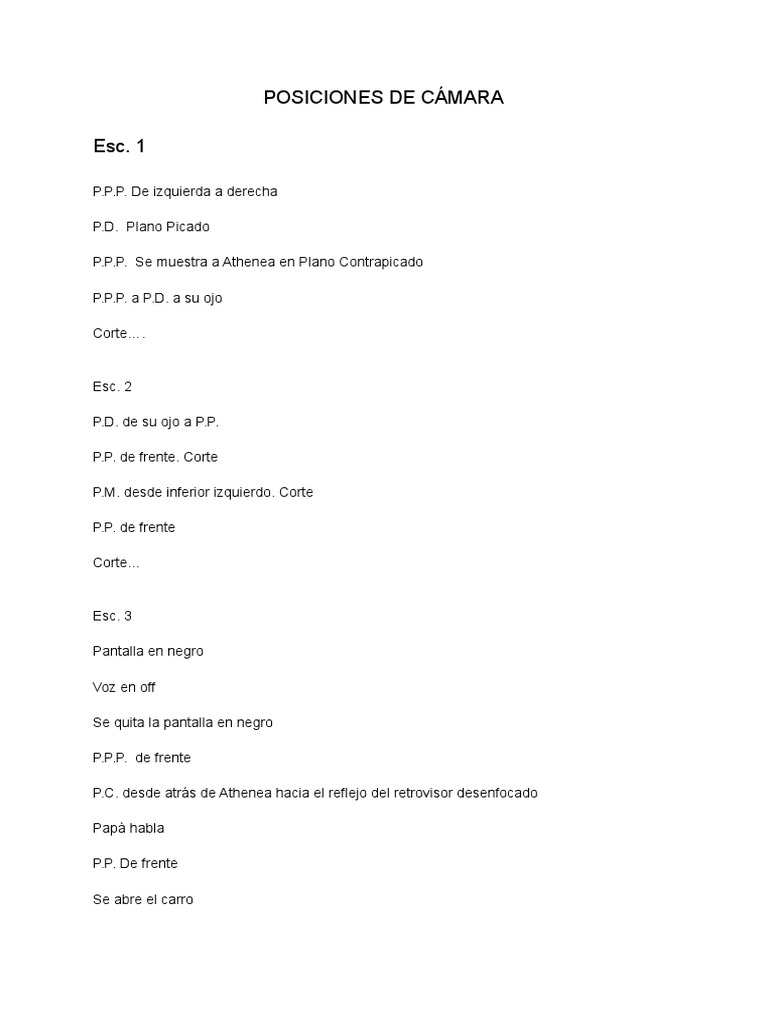 Posiciones de Cámara PDF | PDF