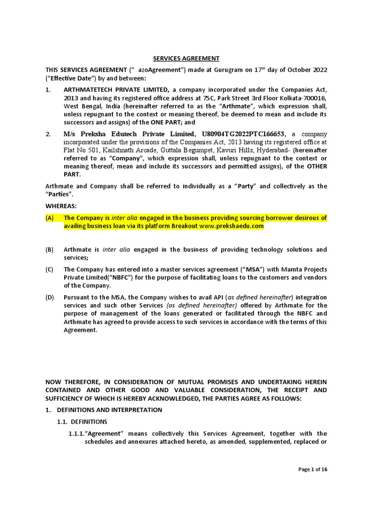 Tech Agreement AM & Preksha | PDF