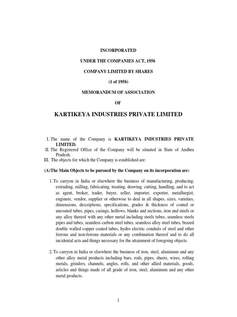 Altered Memorandum of Assciation - 12042019 PDF | PDF