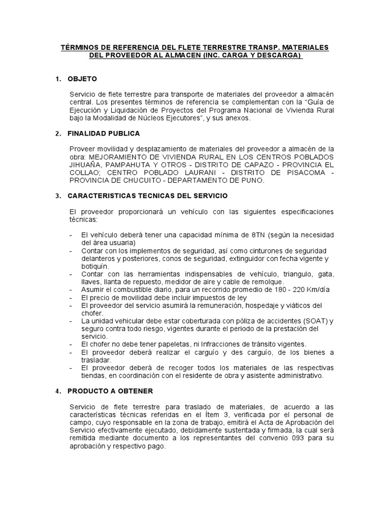 TDR Flete Terrestre | PDF