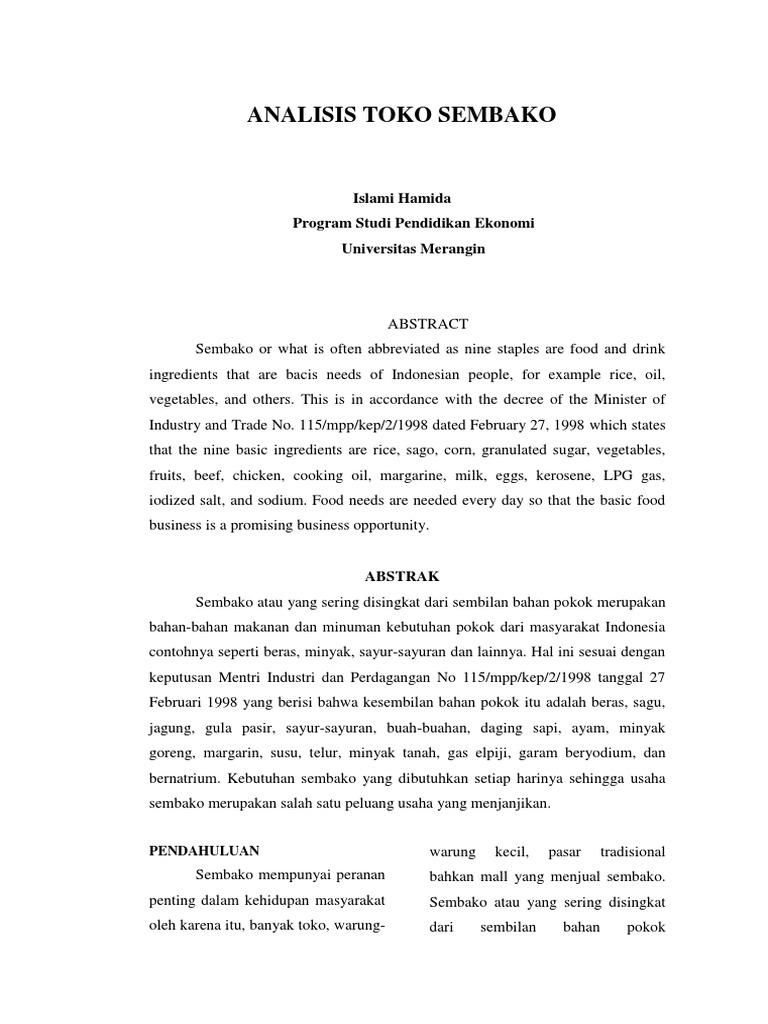 Analisis Toko Sembako PDF | PDF