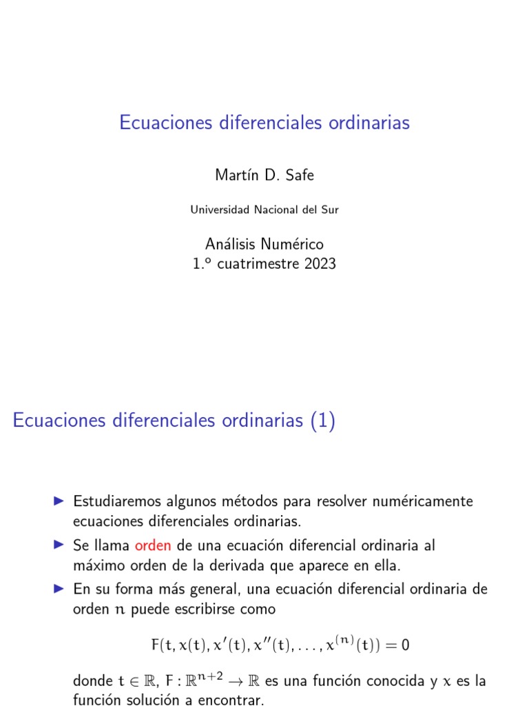 Ecuaciones Diferenciales Ordinarias PDF | PDF