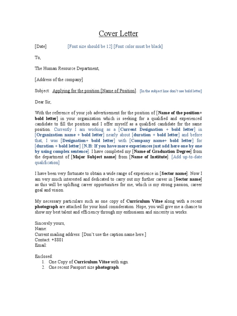 Cover Letter Format and Guidelines | PDF