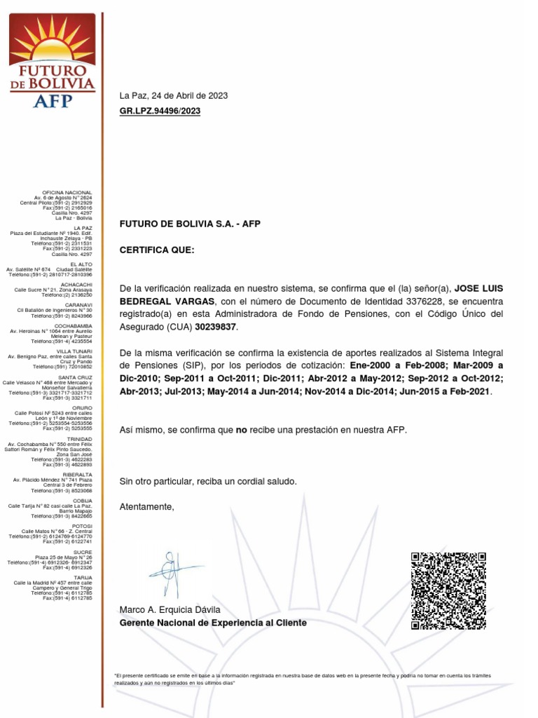 Certificado Afp PDF | PDF