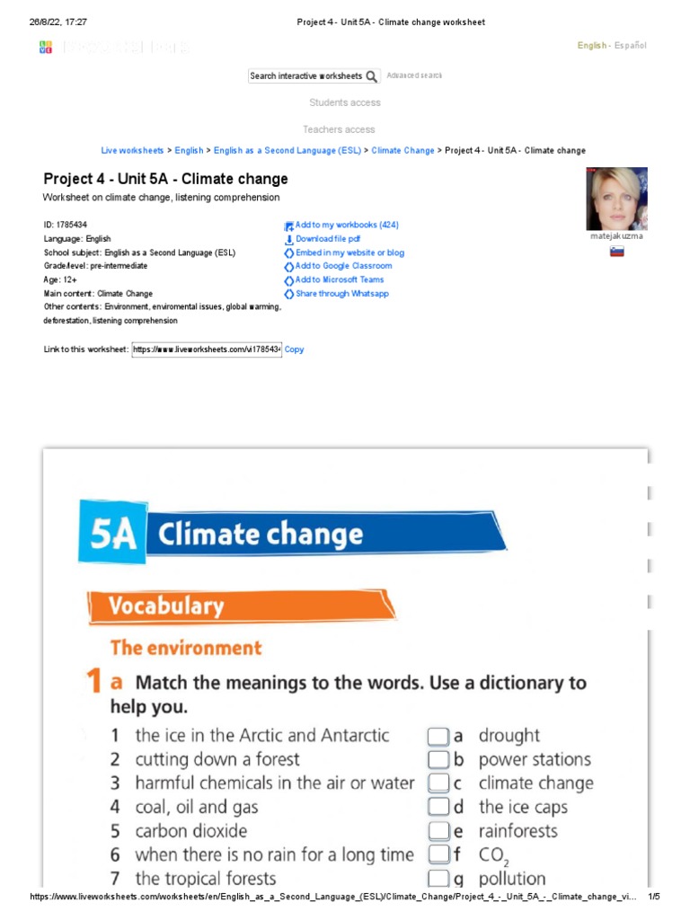 Project 4 - Unit 5A - Climate Change Worksheet PDF | PDF
