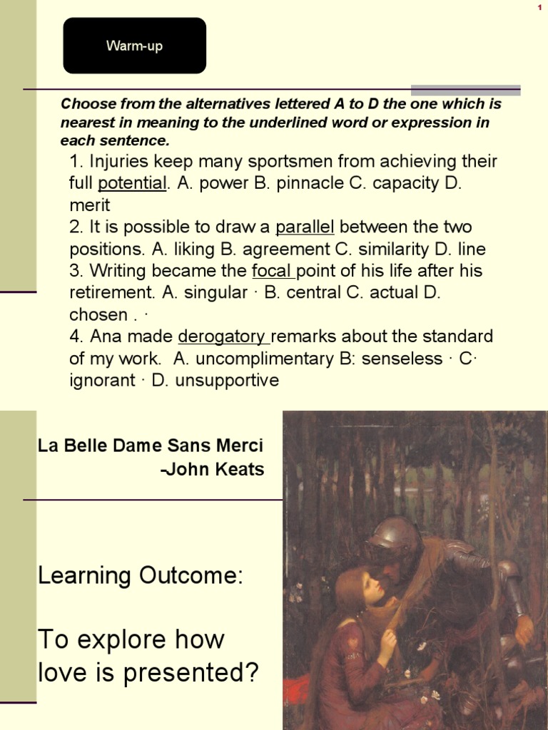 L6 LA BELLE DAME SANS MERCI - John Keat (Autosaved) | PDF | John Keats ...