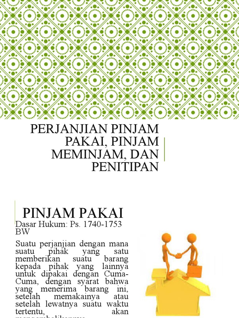 Dasar Hukum Perjanjian Pinjam Pakai | PDF