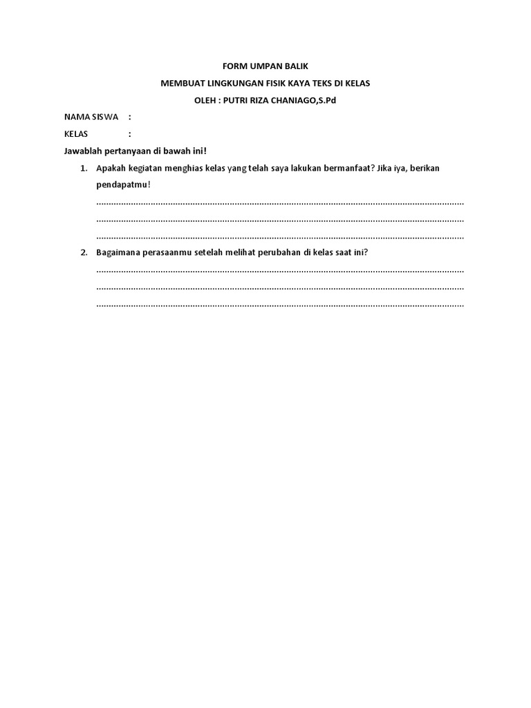 Form Umpan Balik | PDF