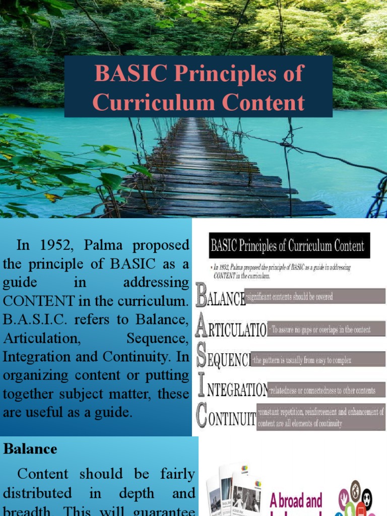 BASIC Principles of Curriculum Content | PDF