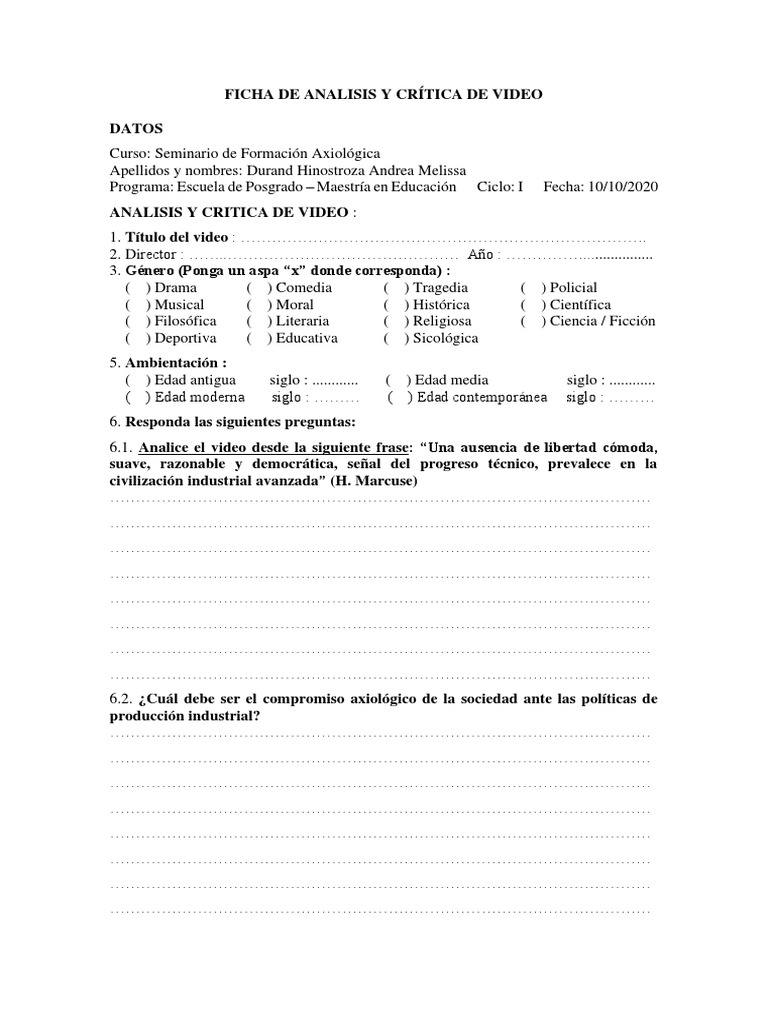 Ficha de Video PDF | PDF