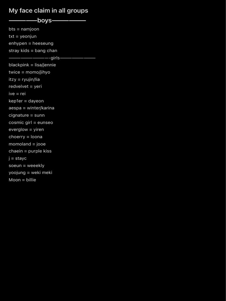 My Face Claim in All Groups PDF | PDF