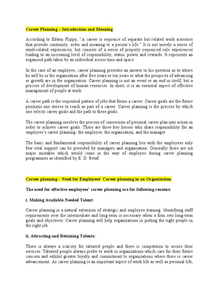 Career Planning: Steps and Importance | PDF