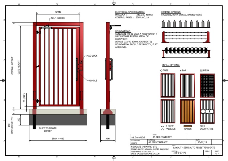 Newgate CAD Semi Auto Pedestrian Gate PDF | PDF