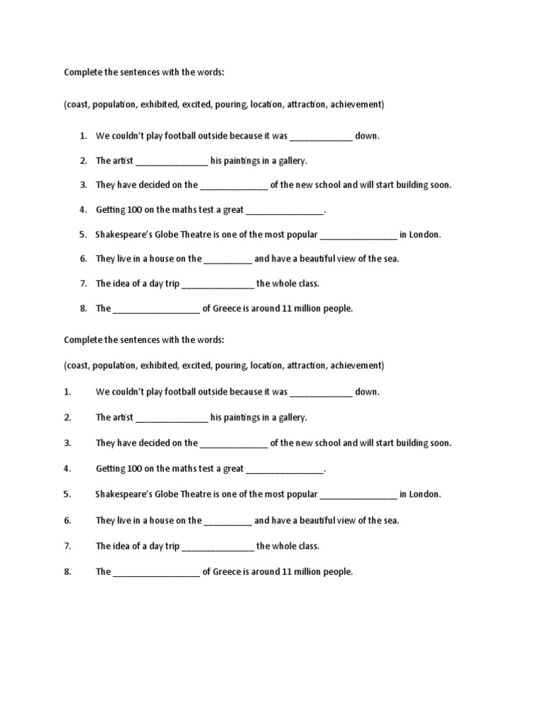 PET Vocab Quiz | PDF