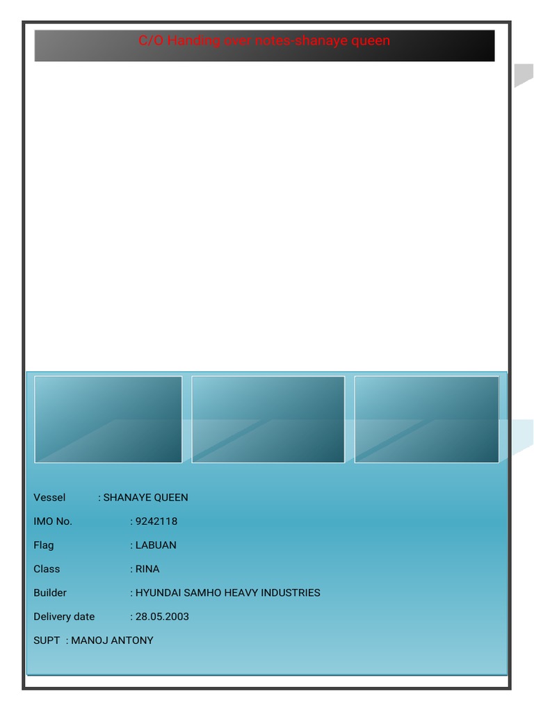 Chief Officer Handing Over Notes - A PDF | PDF