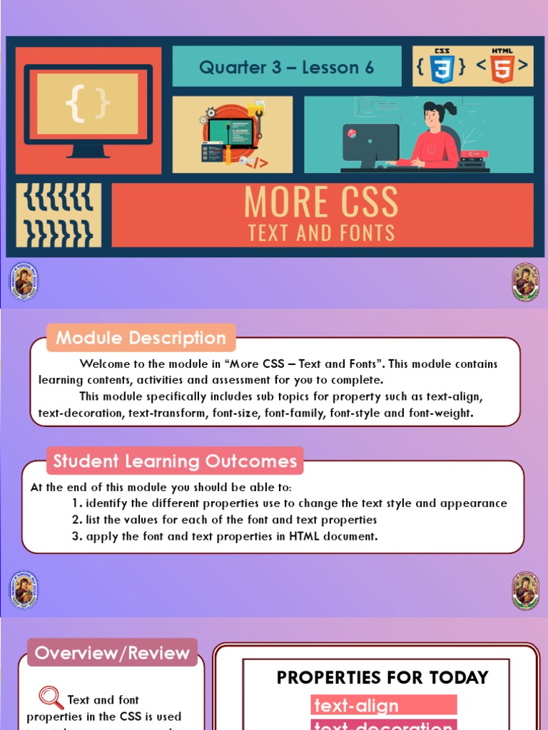 COMP 8 - Q3 - L6 - More CSS - Text and Font PDF | PDF