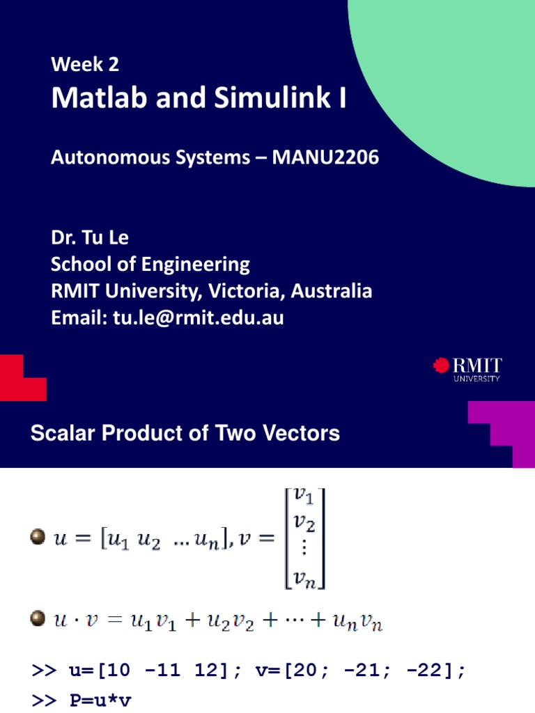 Matlab and Simulink I: Week 2 | PDF | Integer (Computer Science) | Euclidean Vector