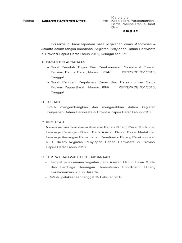 Laporan Perjalanan Dinas Jakarta | PDF