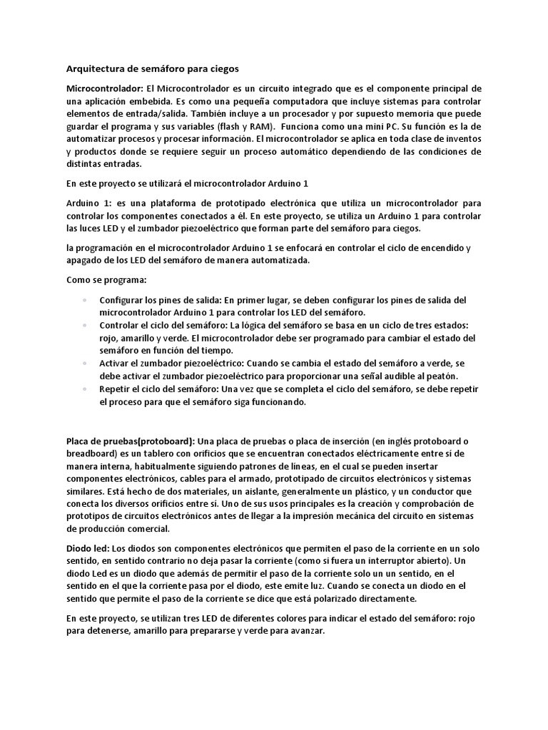 Partes Del Semaforo para Ciegos PDF | PDF | Semáforo | Microcontrolador