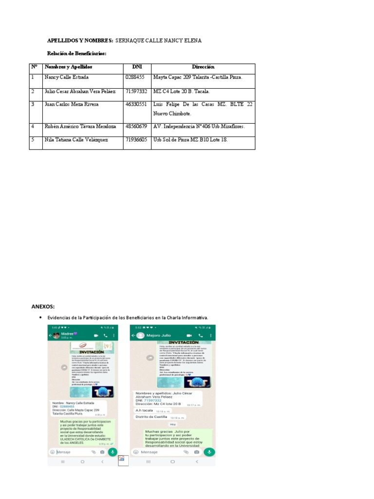 Beneficiarios - NANCY | PDF