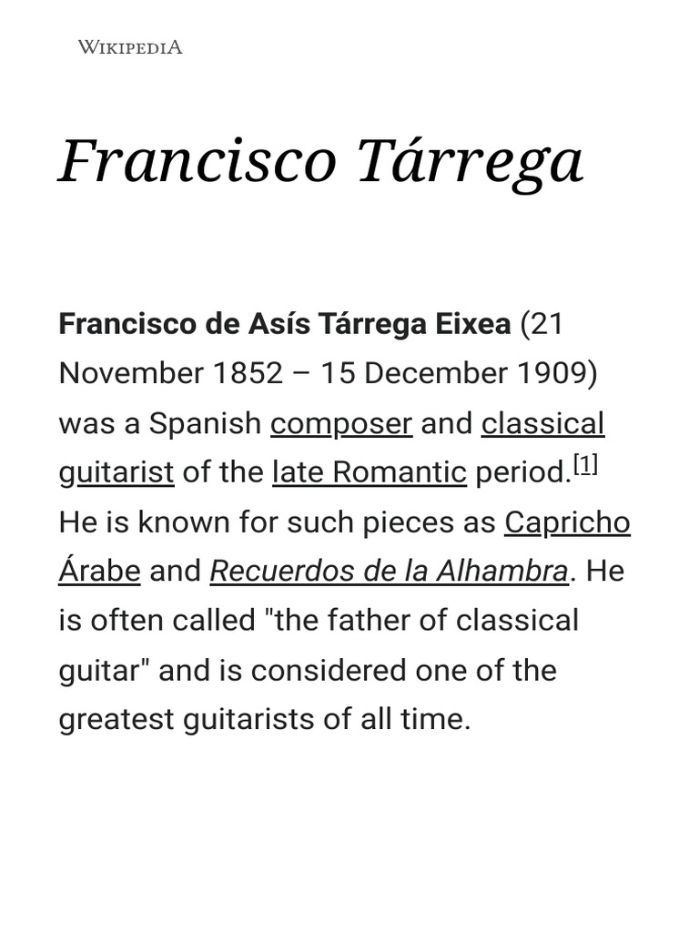 Francisco Tárrega - Wikipedia.pdf | PDF