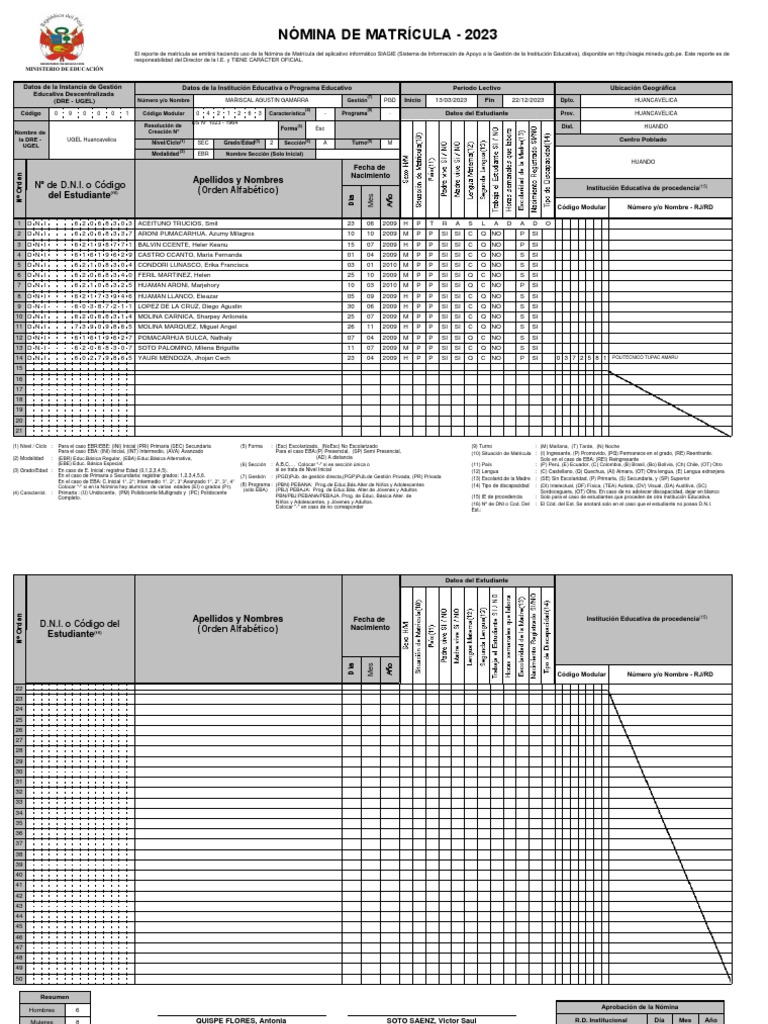 Nomina - 2do A | PDF