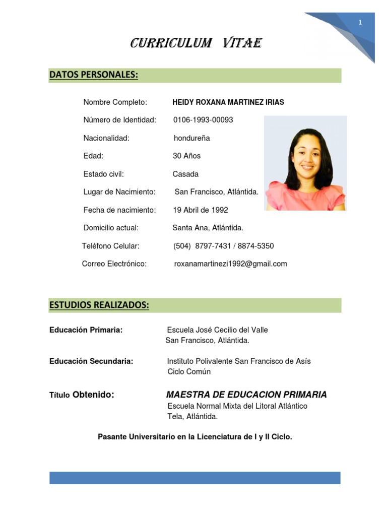 CV de Heidy Roxana Martínez Irias | PDF