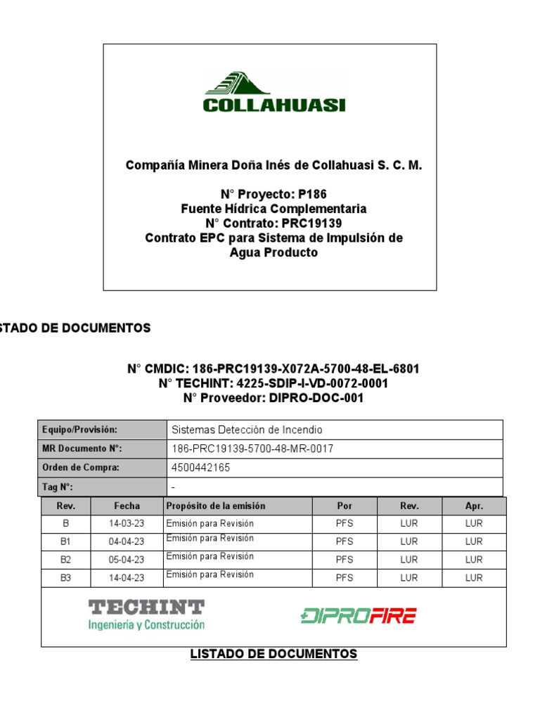 Listado de Documentos Detección Diprofire (Interno) | PDF